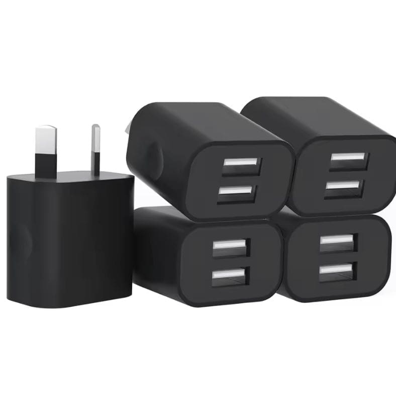 Dual USB Power Adapter Wall Plug (NZ / AUS) (Black) - Buy Kiwi